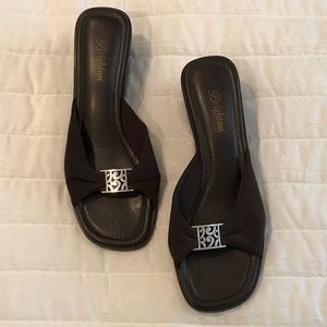 Brighton Shoes | Signature Black Heel Leather Sandals | Poshmark
